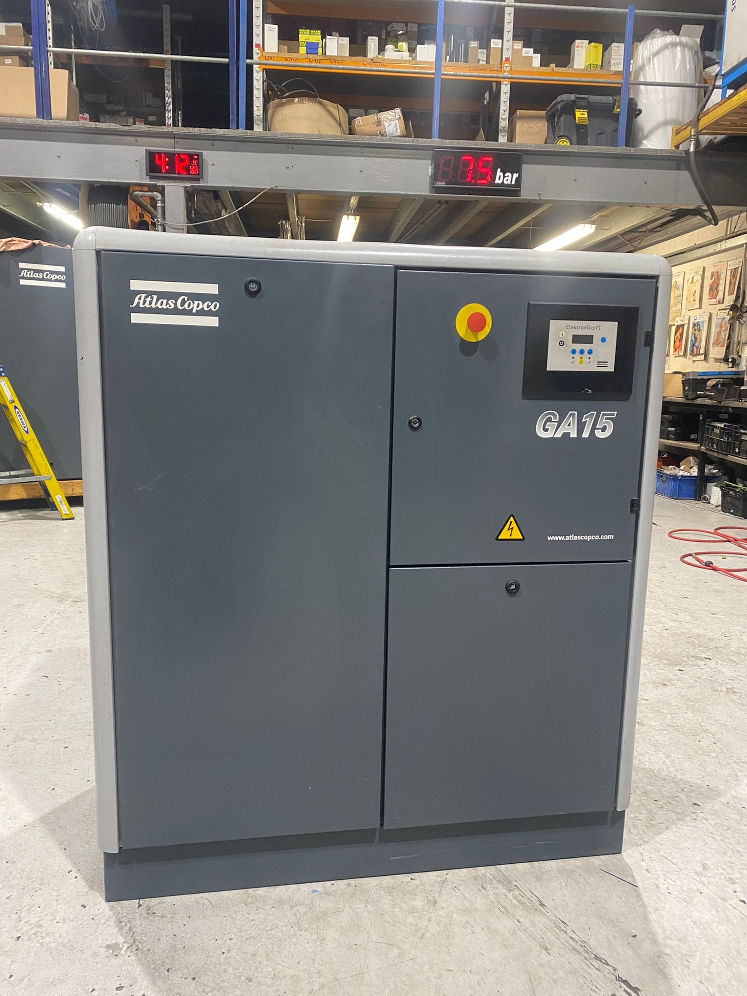 Atlas Copco GA15 Gear Drive Industrial Screw Compressor 15kw 8.5 BAR 86 ...