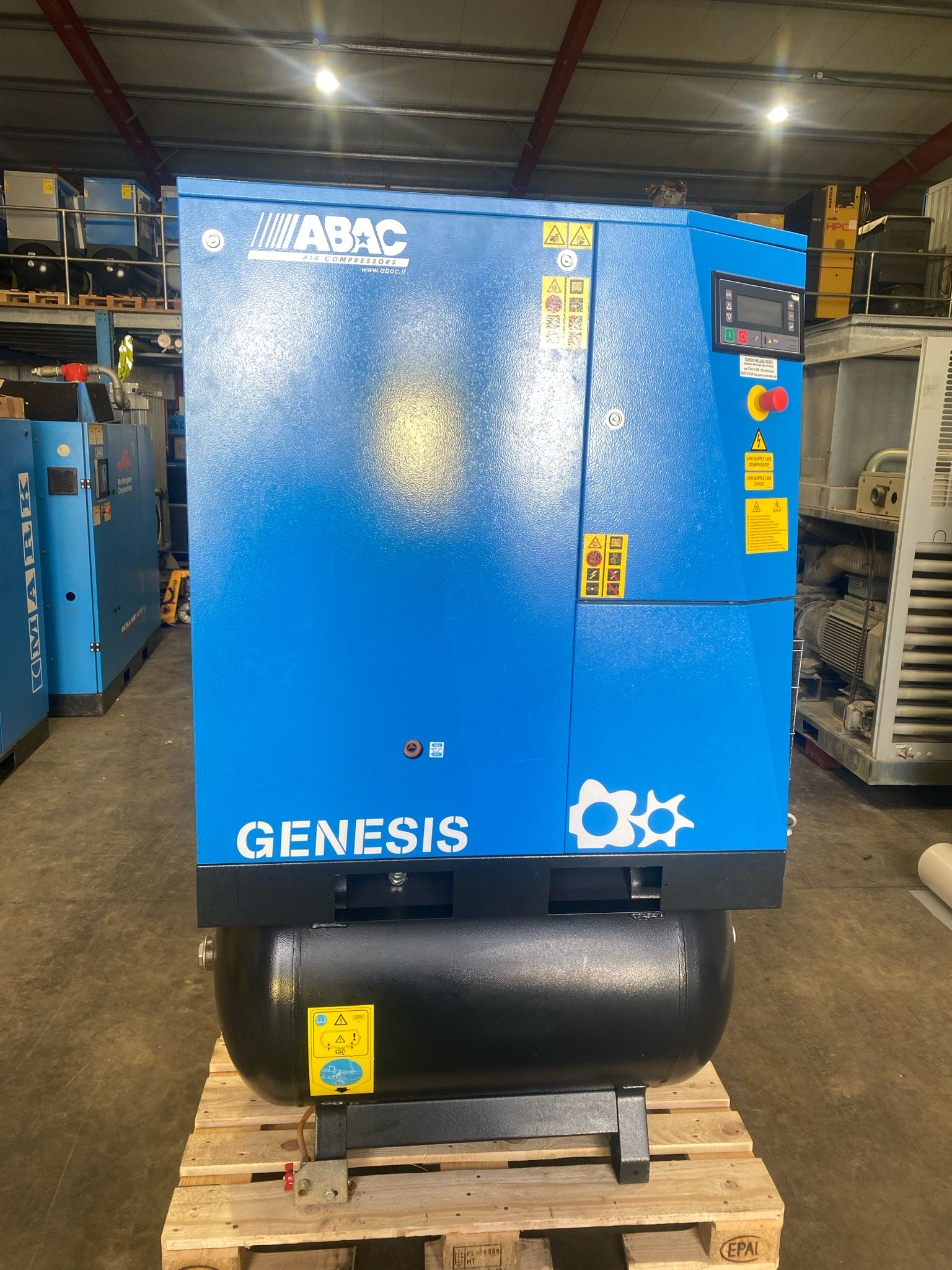 ABAC GENESIS 7.5 270 8 BAR 43.4 CFM Screw Compressor With Dryer and ...