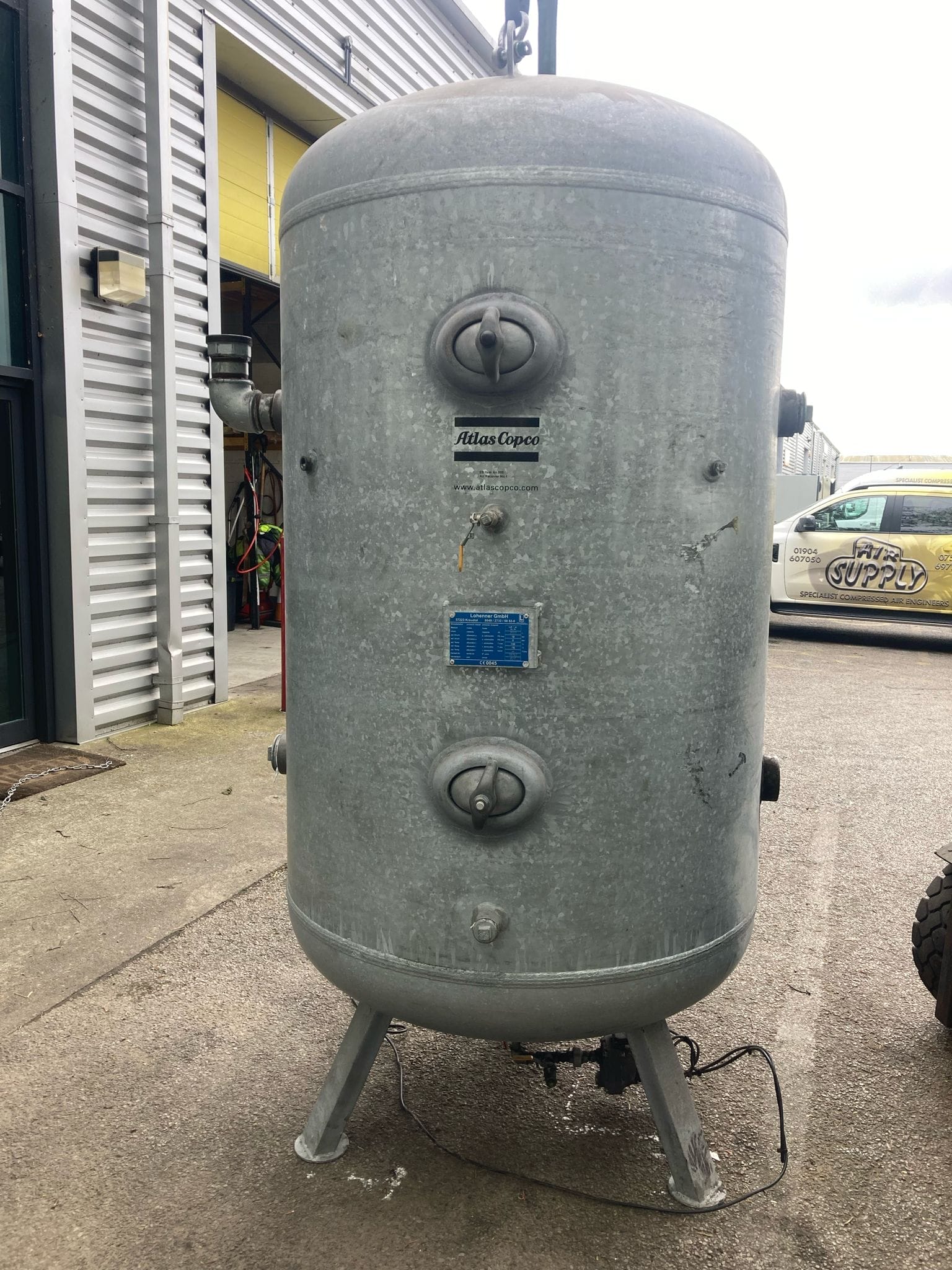 2000 litre vertical air receiver galvanised 16bar - Air Supply UK