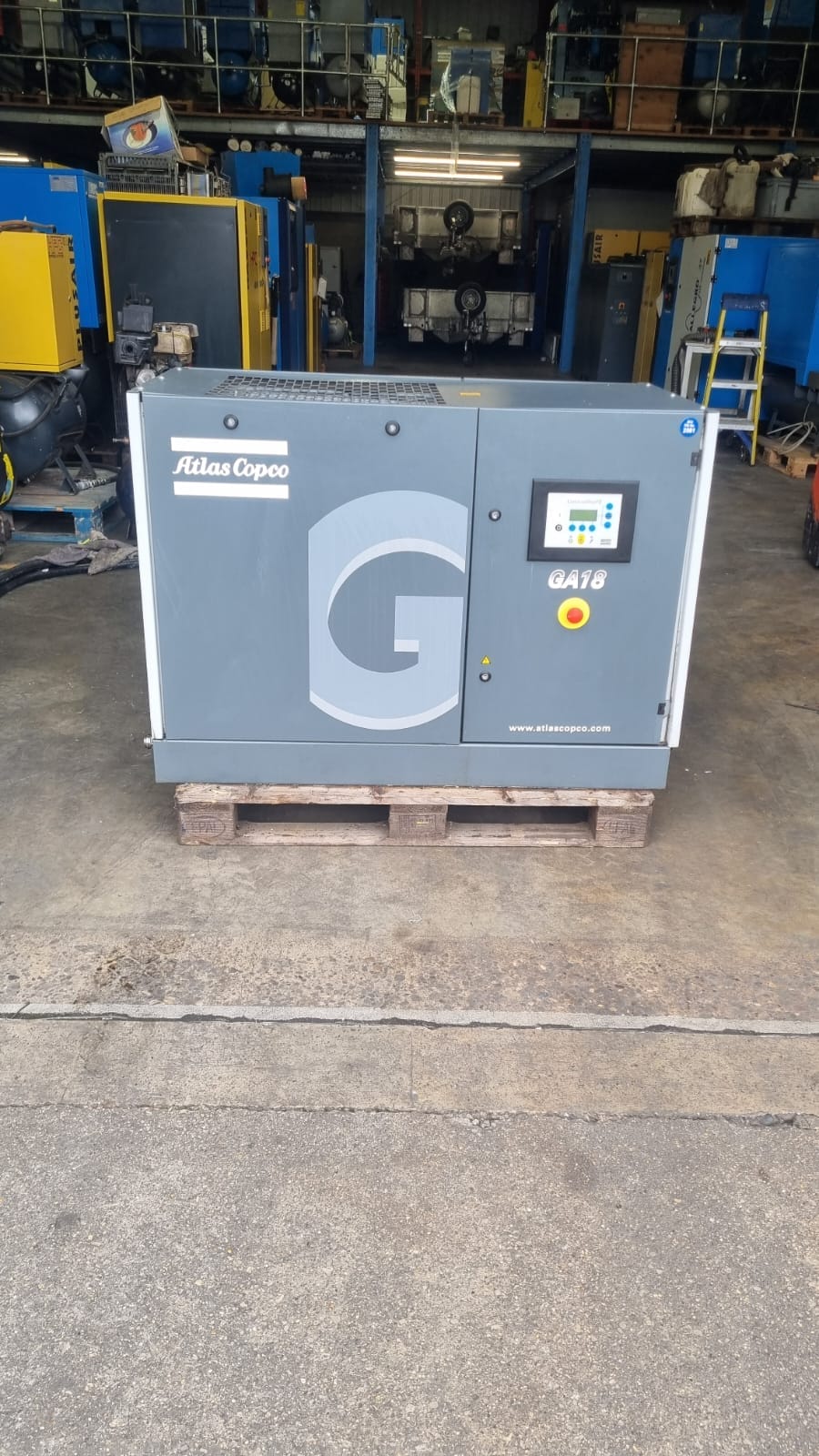 Atlas Copco GA18 Ex Hospital Low Hours Screw Compressor 13 BAR 78.8 CFM ...