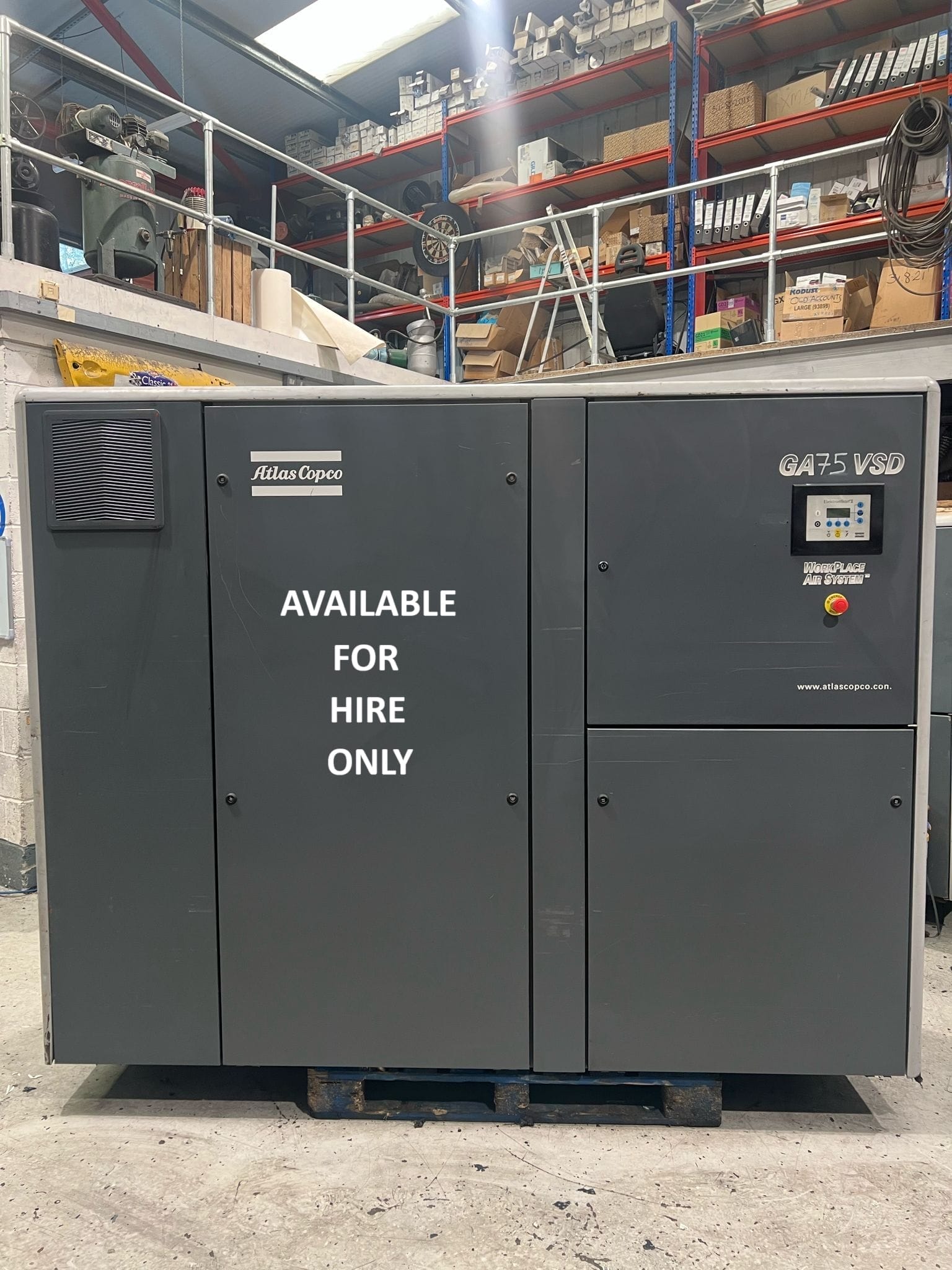 Atlas Copco GA75VSD 4-13bar 424cfm Compressor FOR HIRE - Air Supply UK
